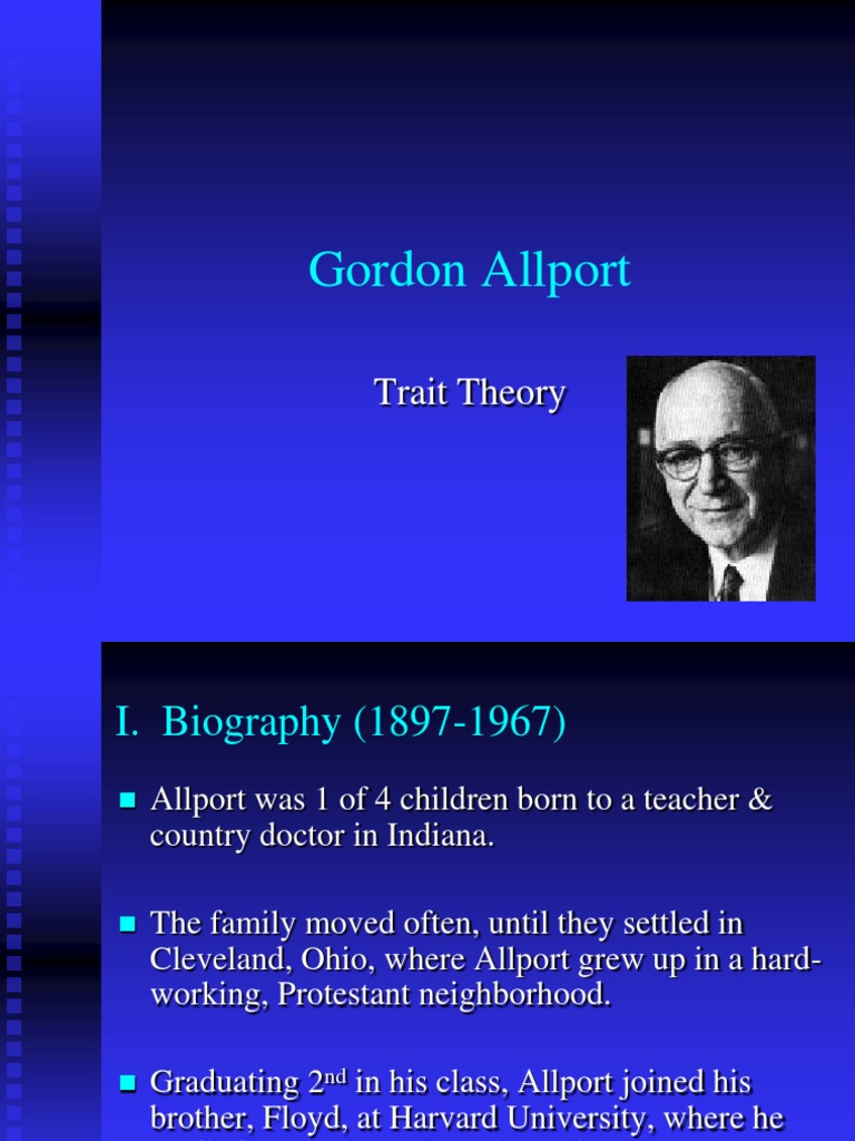 Gordon Allport | Value (Ethics) | Personality Psychology | Free 30-day ...
