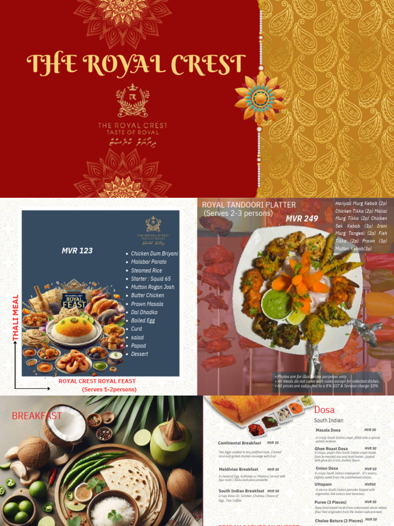 THE ROYAL CREST MENU 7.2mb | PDF | Indian Cuisine | Curry