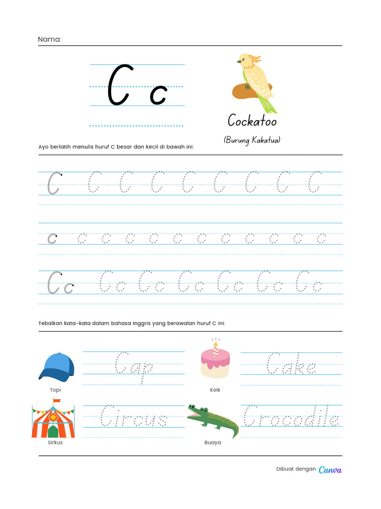 Lembar Kerja Huruf C Abjad Asli Dan Nuansa Bumi Berwarna - 20250620 ...