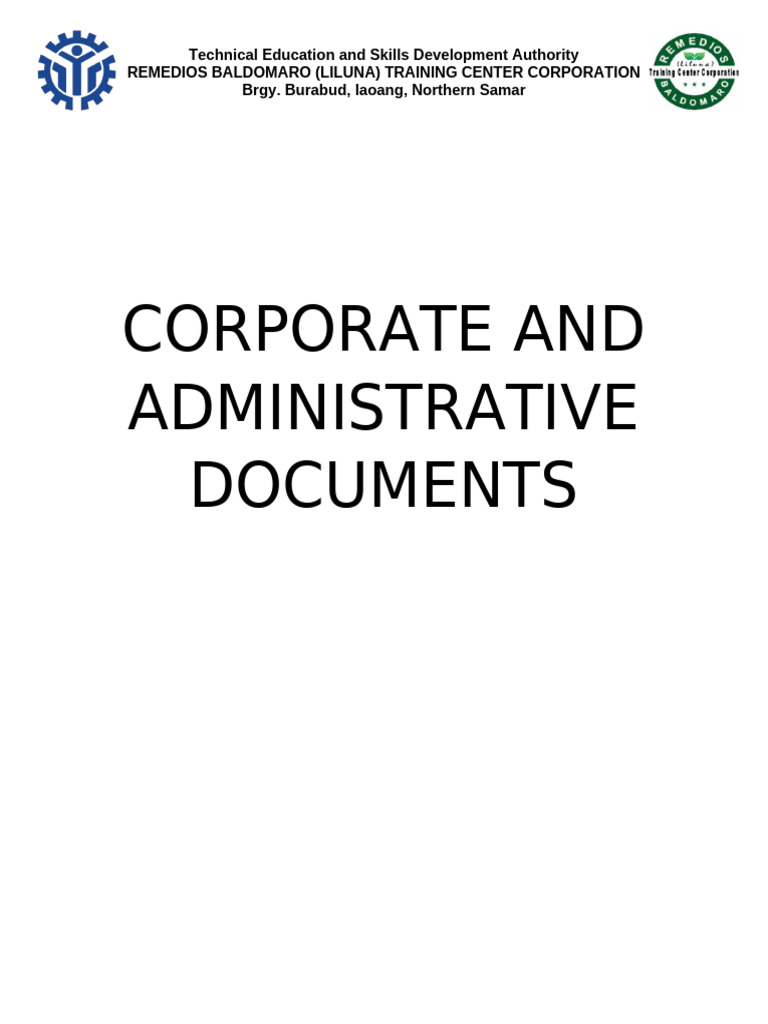 Corporate and Administrative Documents | PDF