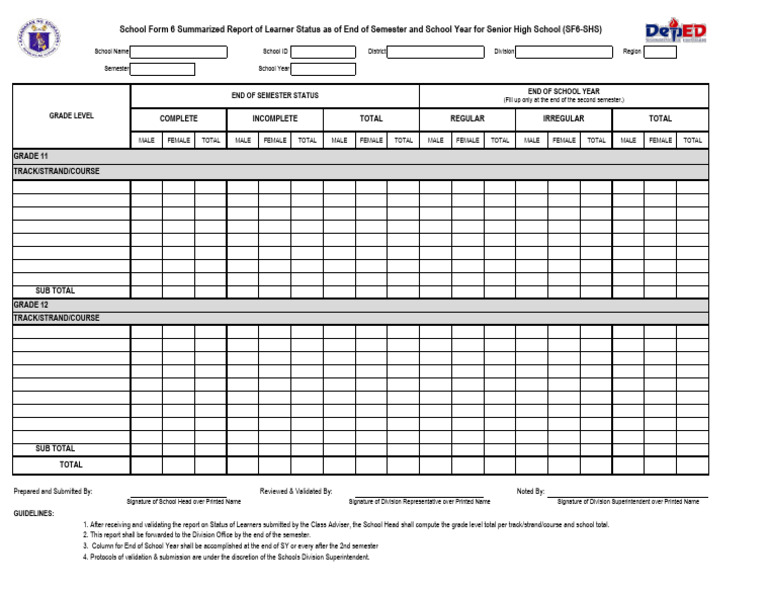 Senior High School Learner Status Report | PDF