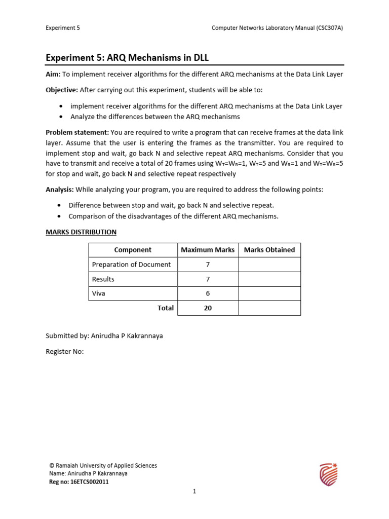 16ETCS002011 AnirudhaKakrannaya Lab5 | PDF | Computer Networking ...