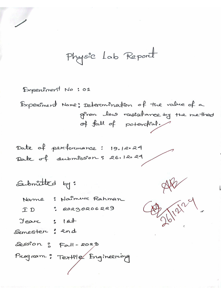 Physics Exp 01 1.2 | PDF