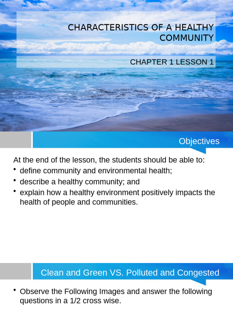 Characteristics of A Healthy Community | PDF | Cost Of Living | Waste