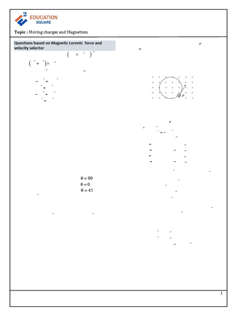 Moving Charges and Magnetism (Magnetic Lorentz Force and Velocity ...