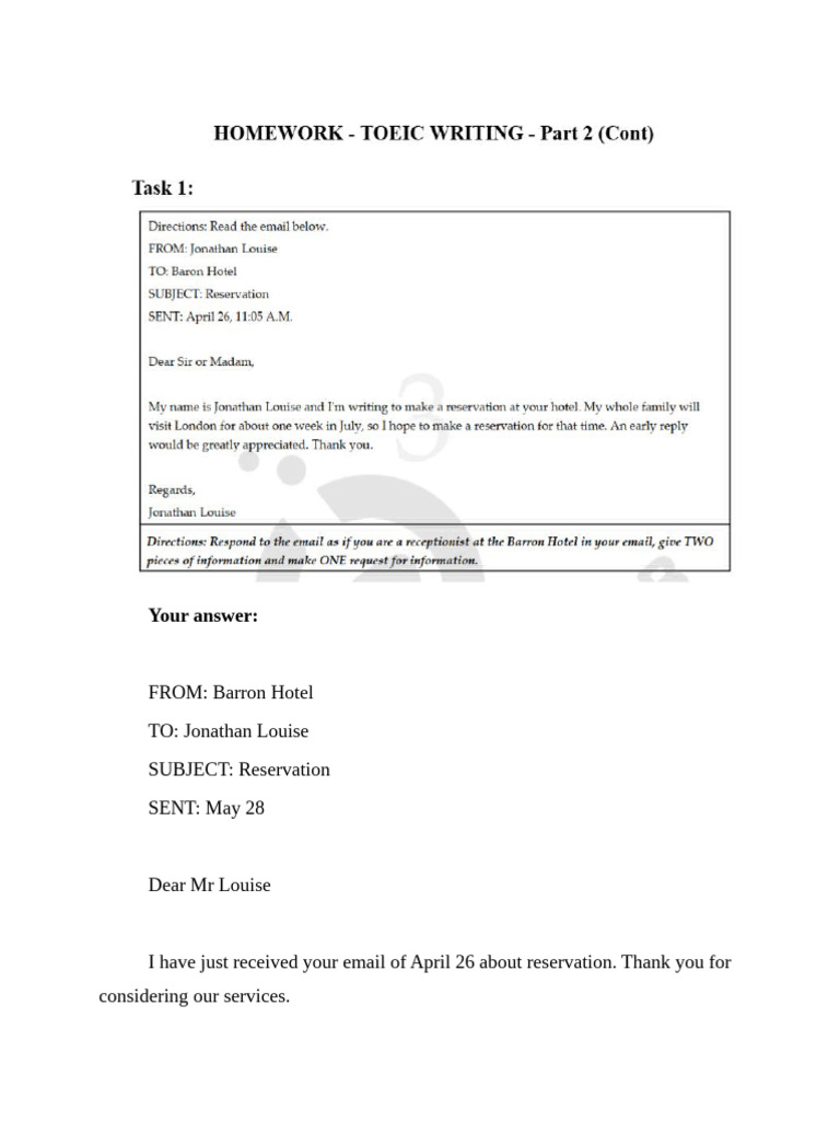 (Trúc Vân) - Writing Part 2 - CAPTAIN 001 | PDF