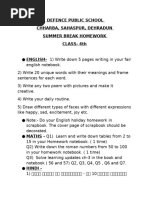 Class 1 Autumn Break Homework | PDF