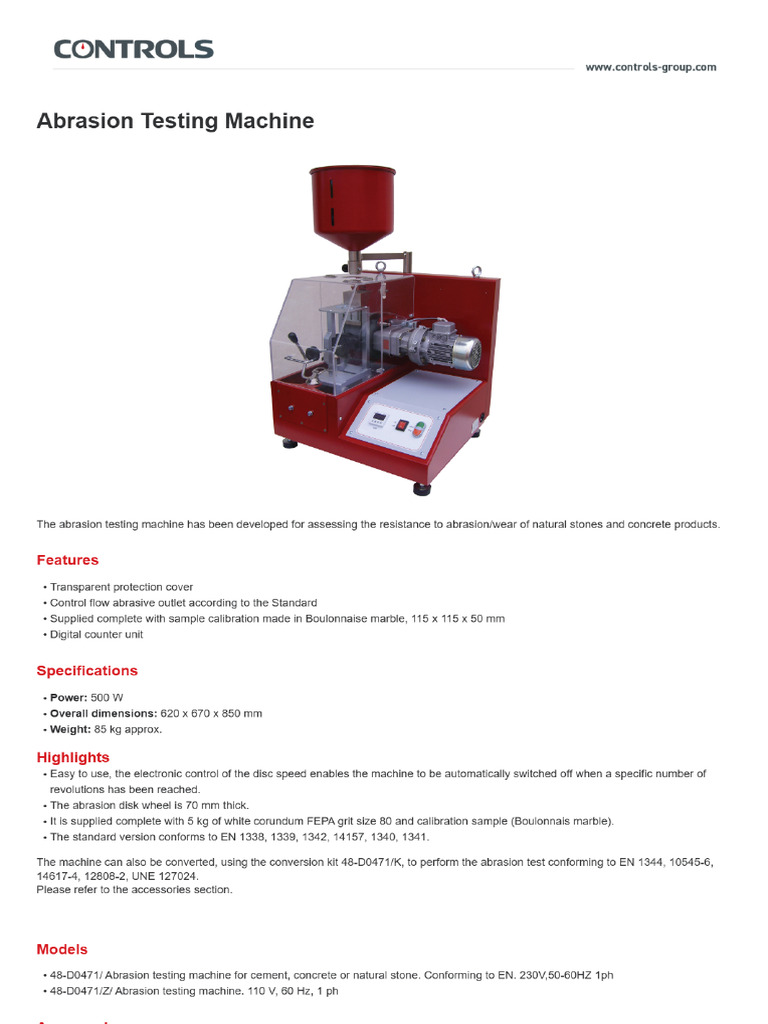 Abrasion Testing Machine 2 | PDF