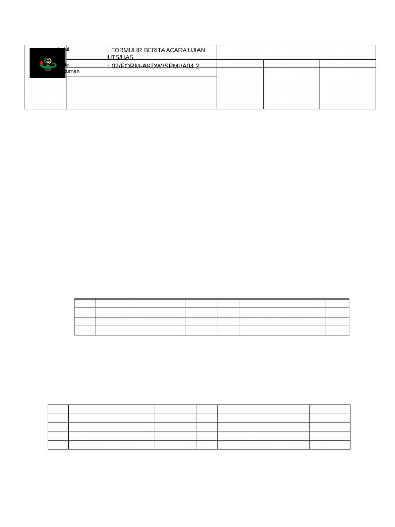 Form A04. 2 2 Berita Acara Uts Uas | PDF