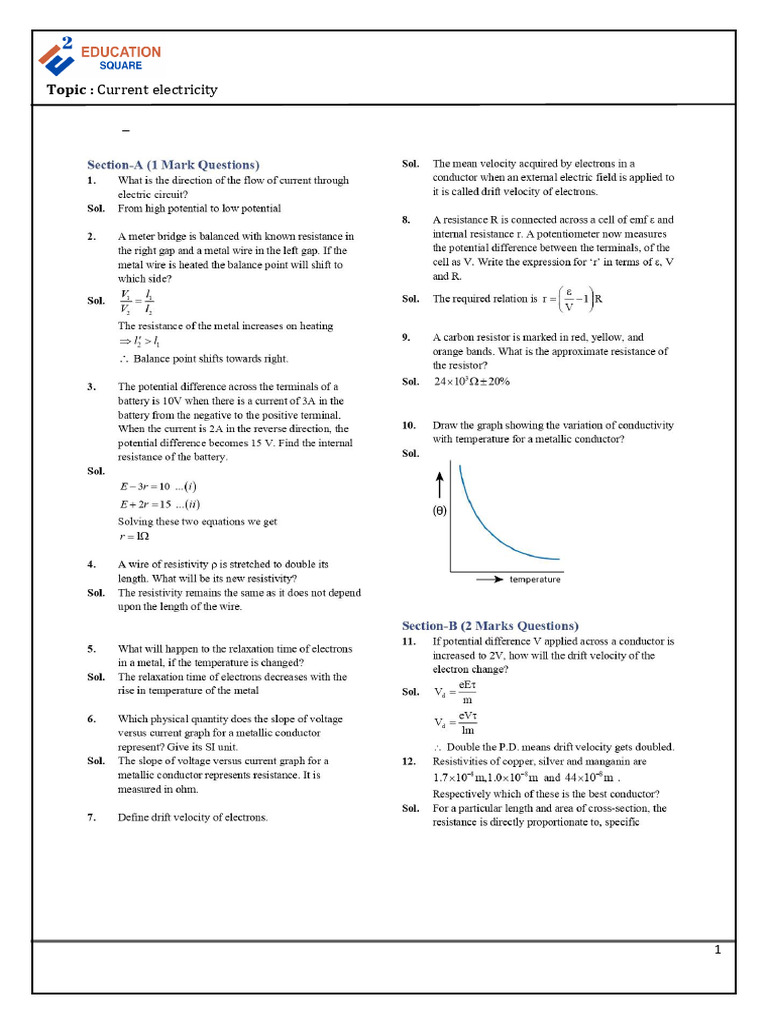 03 Current Electricity Sol | PDF