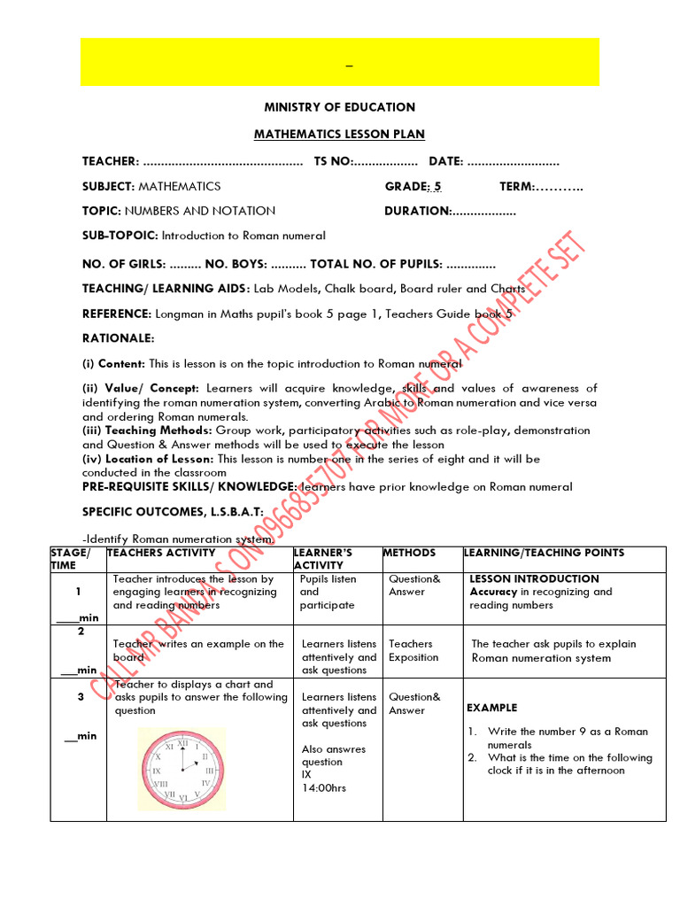2025 New Format G5 Maths Lesson Plans | PDF | Learning | Lesson Plan