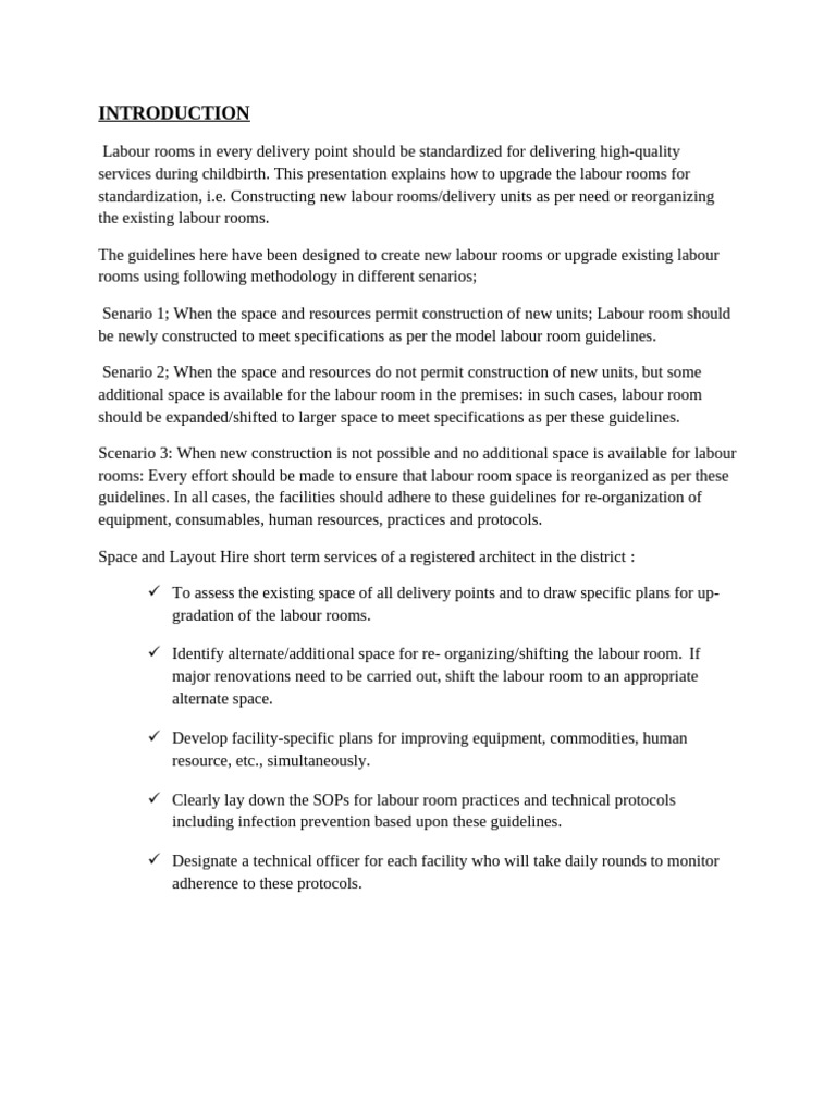 Layout of Labour Room | PDF