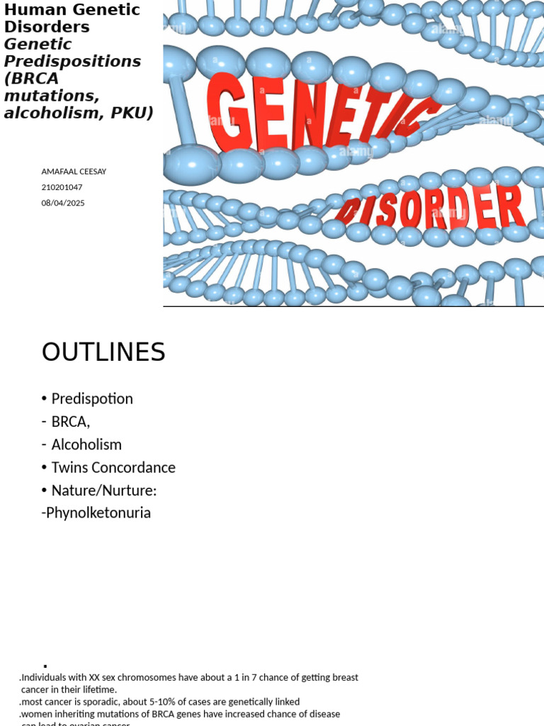 Presentation (1) Genetics Disordersv | PDF | Twin | Dna Repair