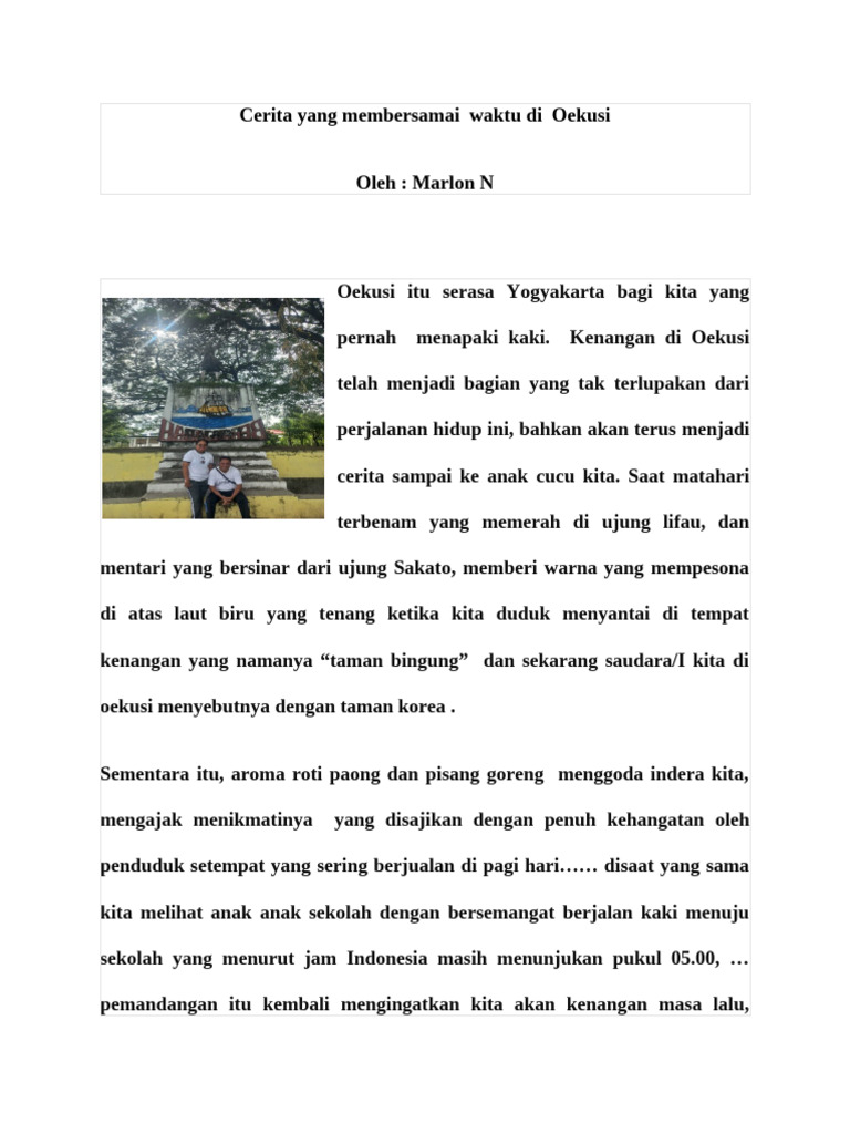 Cerita Yang Membersamai Waktu Di Oekusi | PDF