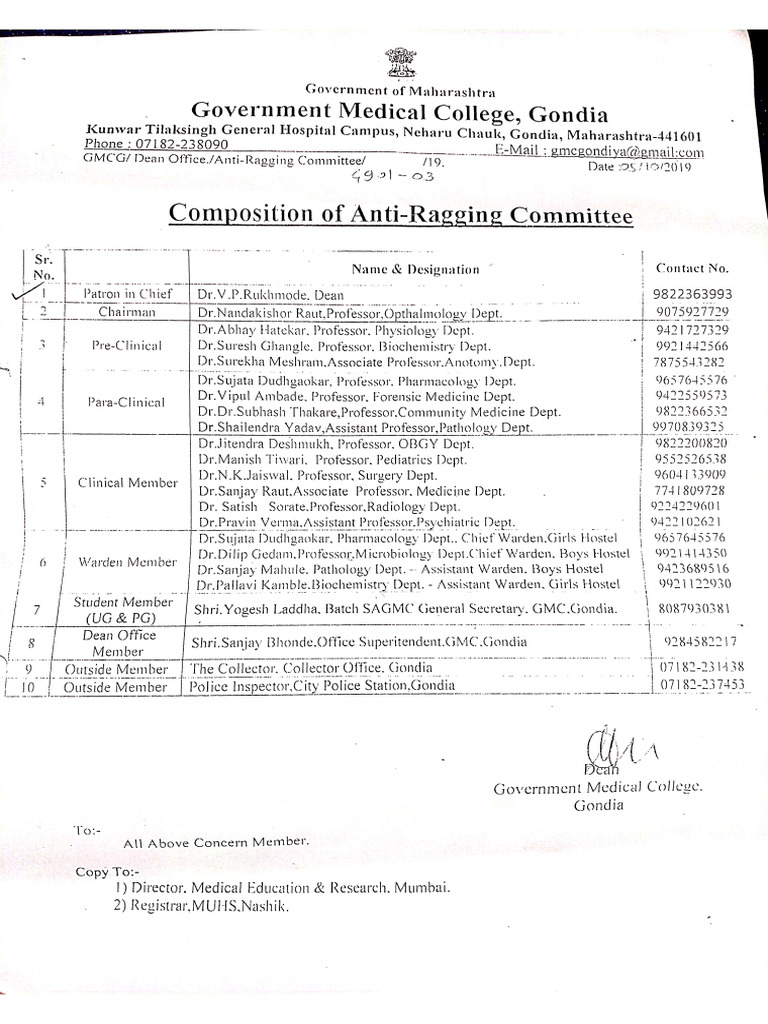 Anti Ragging Committee | PDF