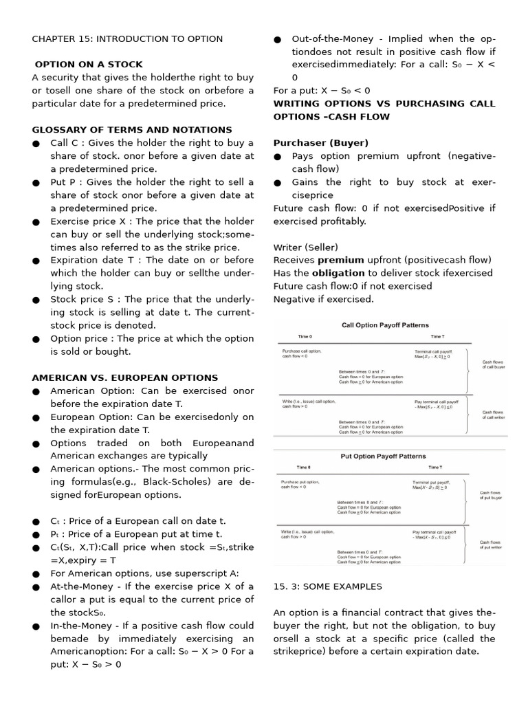 Elec 2 Reviewer | PDF | Option (Finance) | Put Option