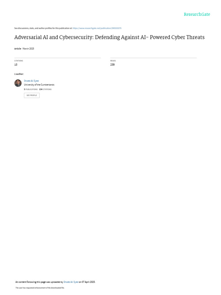 Adversarial AI and Cybersecurity Defending Against AI Powered Cyber ...