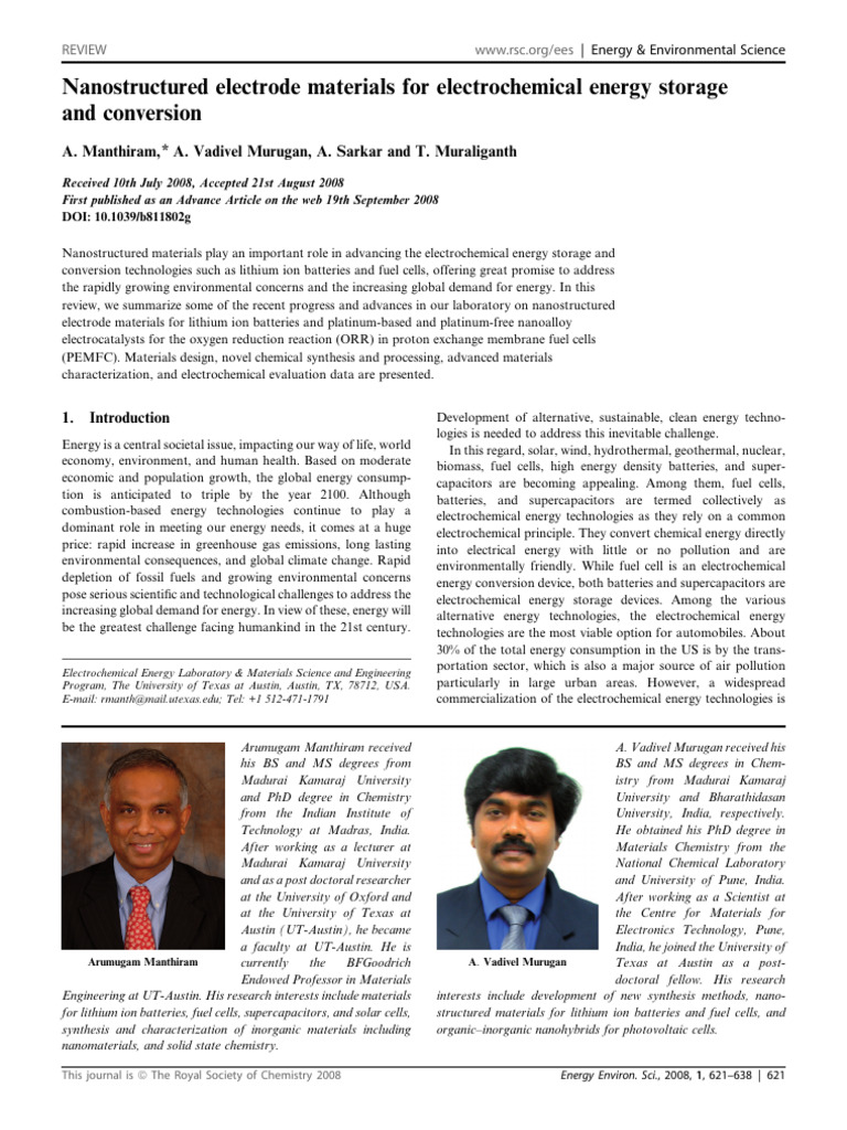 Nanostructured Electrode Materials For Electrochemical Energy Storage | PDF | Lithium Ion ...