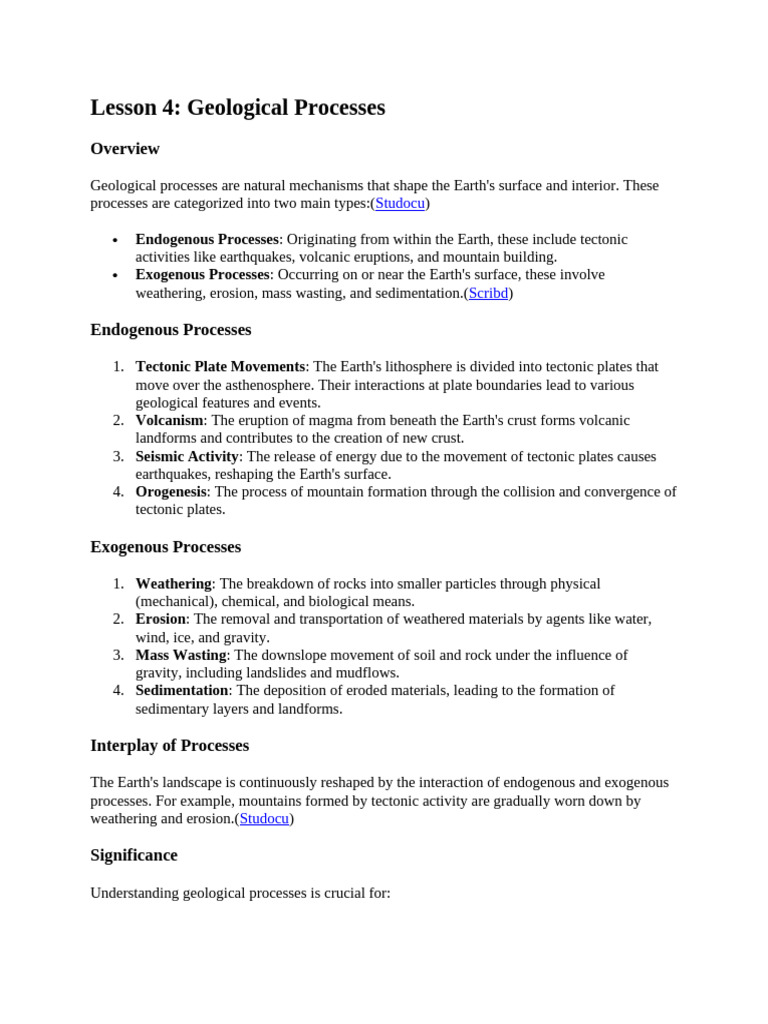Lesson 4 Geological Processes | PDF