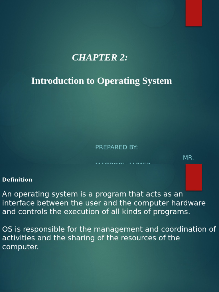 Chapter 2 (Introduction To Operating System) - 1 | PDF | Operating System | Process (Computing)