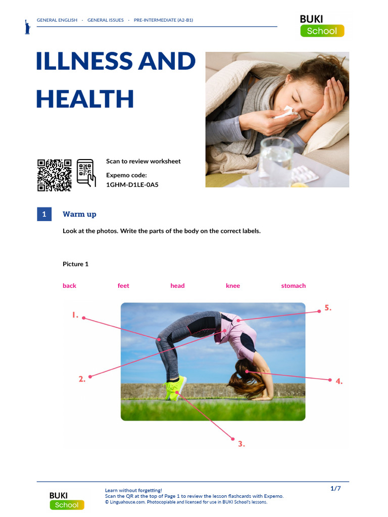 Illness and Health American English Student A2 B1 | PDF | Verb ...