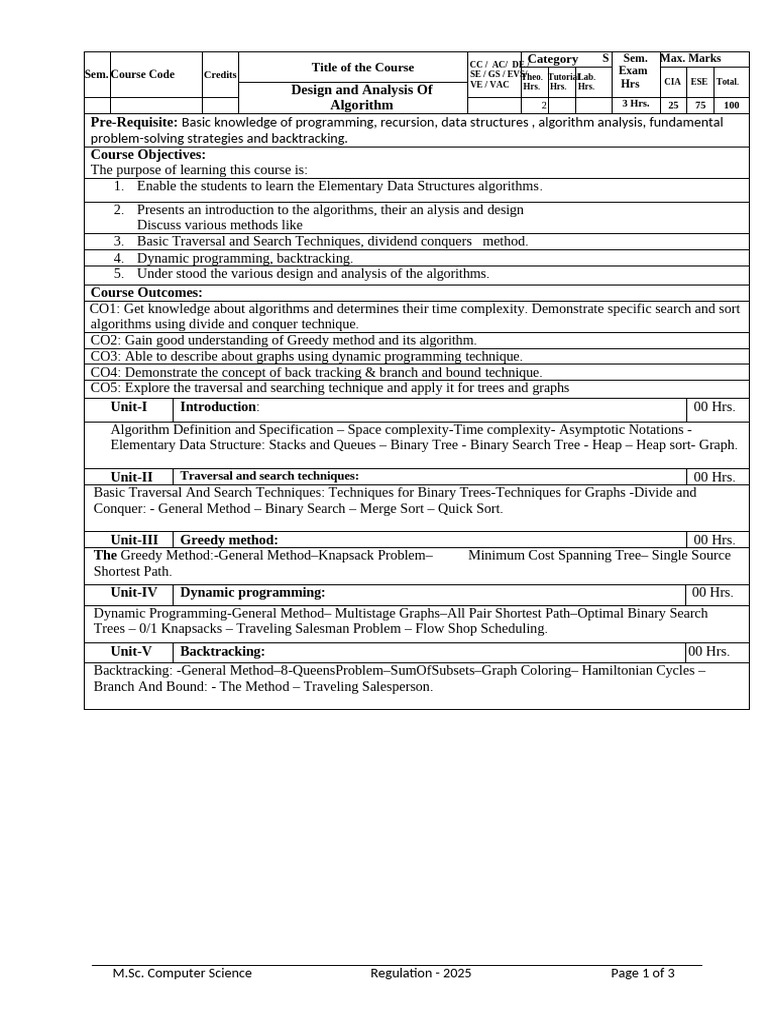 Design and Analysis of Algoritghm | PDF | Dynamic Programming ...