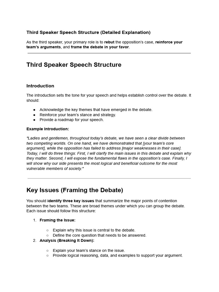 Third Speaker Debate Structure Guide | PDF | Artificial Intelligence ...