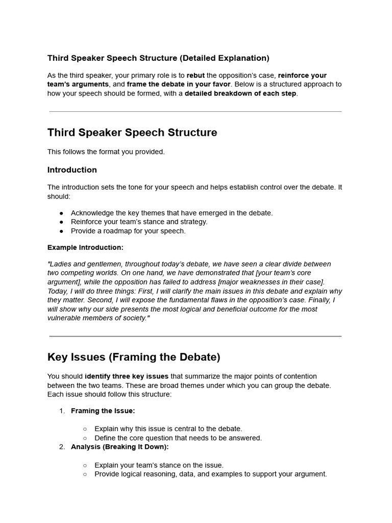 Third Speaker Speech Structure Guide | PDF | Artificial Intelligence ...
