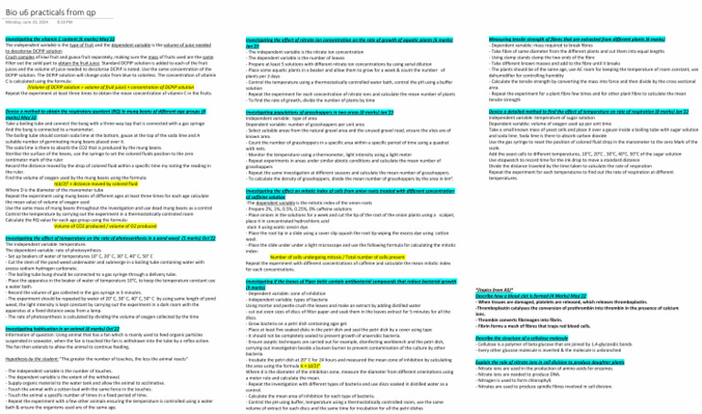 Bio U6 Practicals From QP | PDF