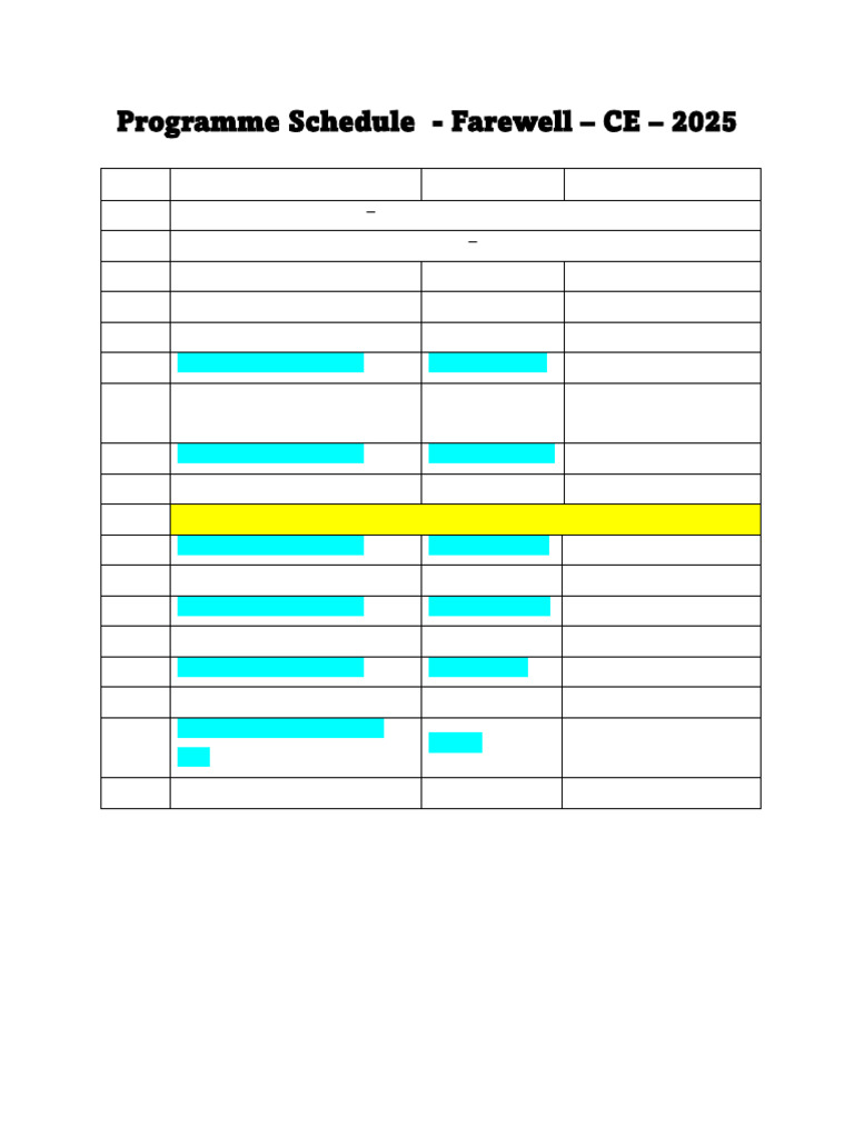 Farewell CE 2025 Schedule | PDF