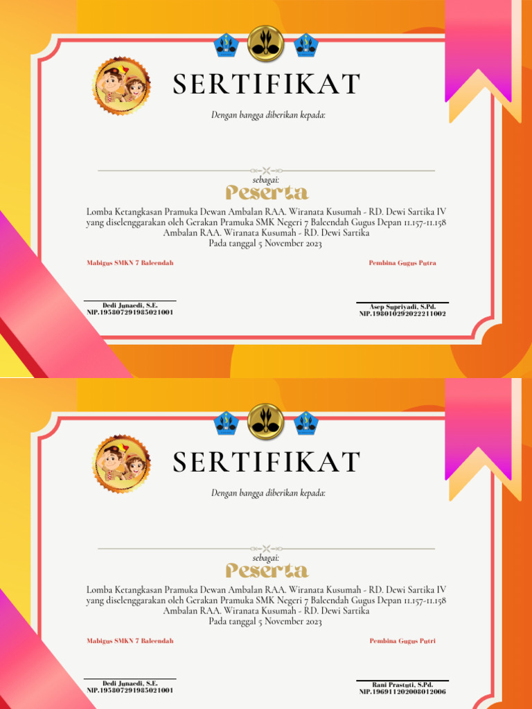 Sertifikat Pramuka | PDF