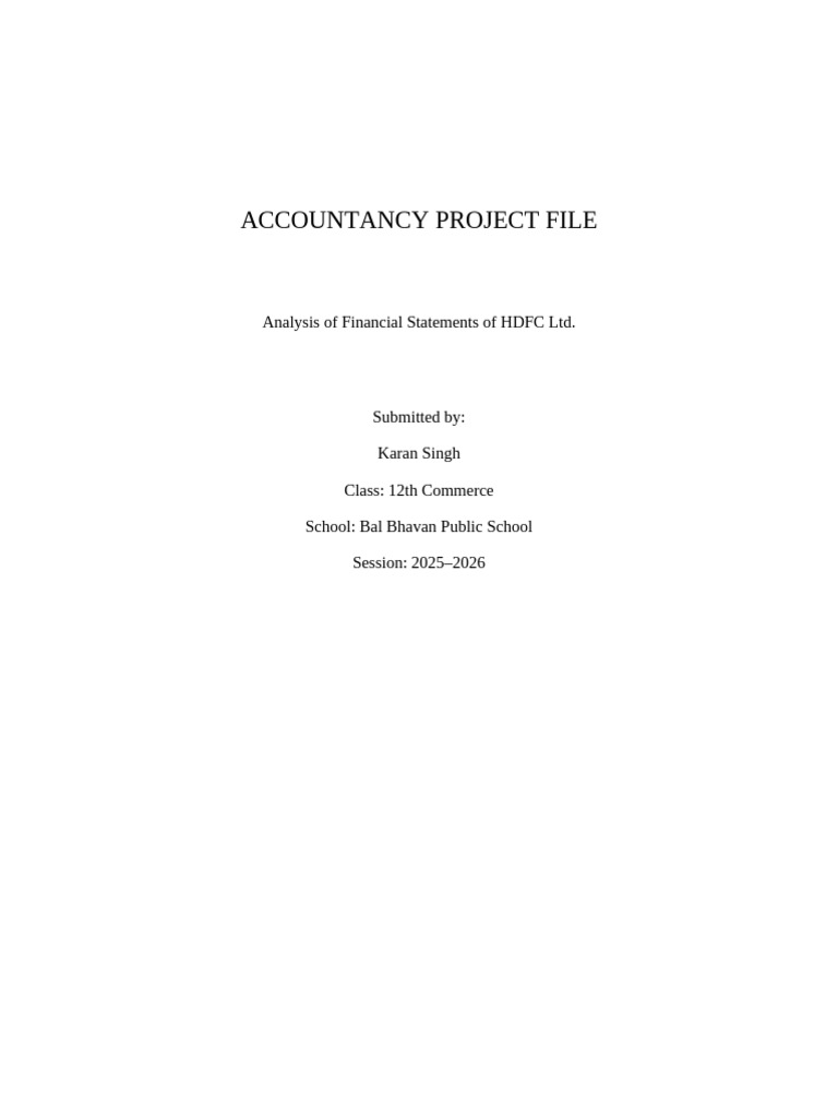 HDFC Accountancy Project Karan Singh | PDF