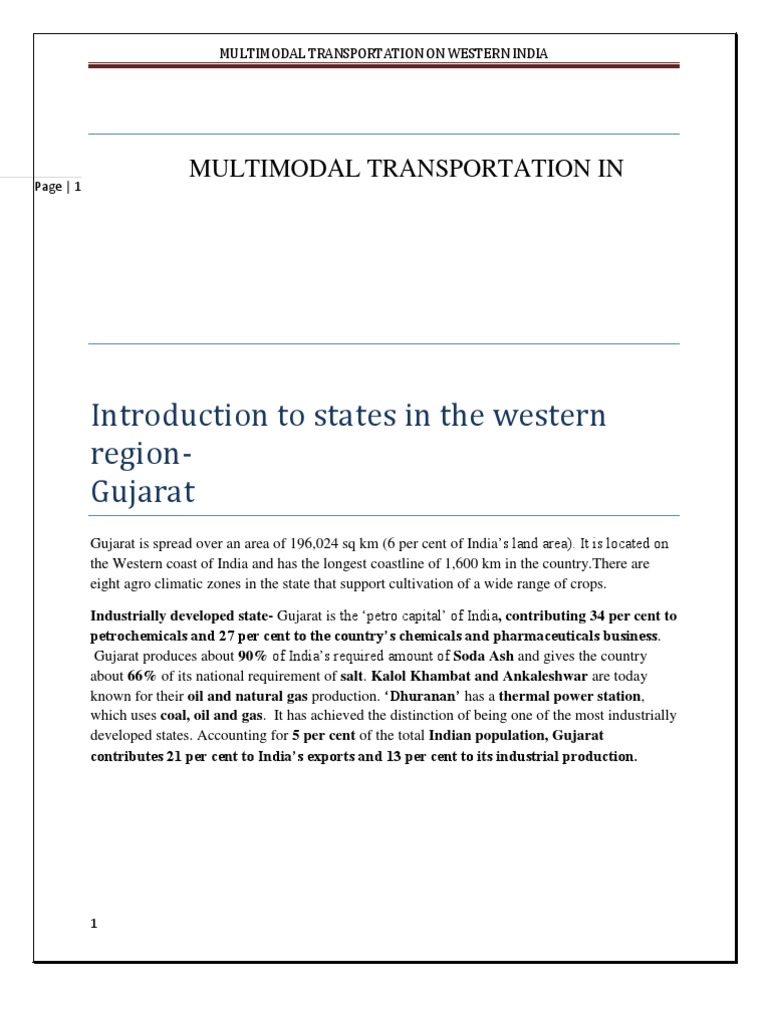 West India Multi Modal Project | PDF | Gujarat | Industries