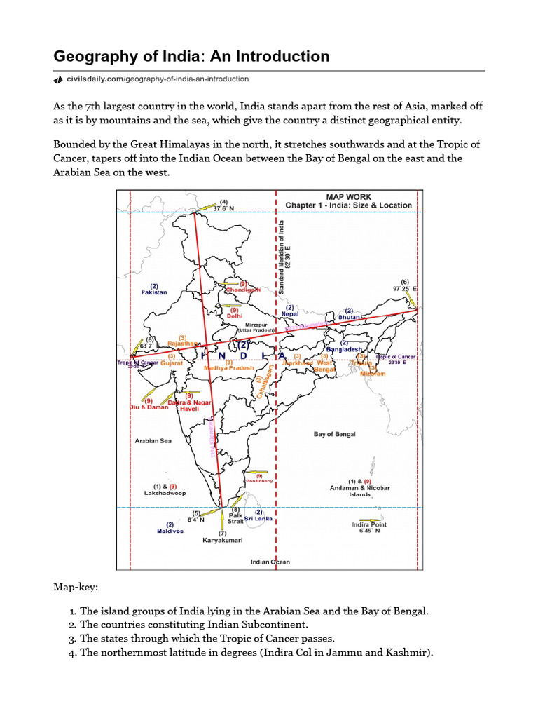 Geography of India - An Introduction - Civilsdaily | PDF | Longitude | Soil