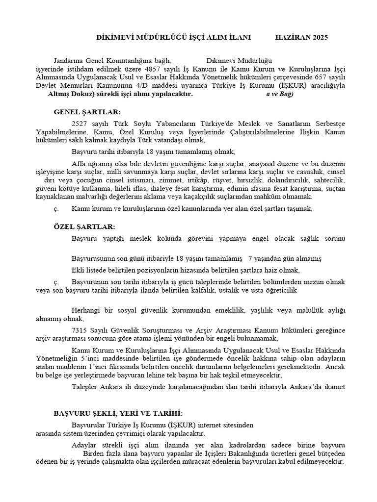 Jandarma 68 Terzi Alimi Ankara | PDF