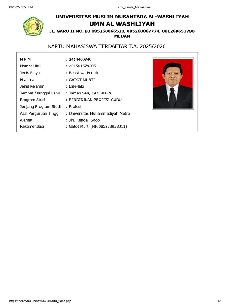 Kartu Tanda Mahasiswa | PDF