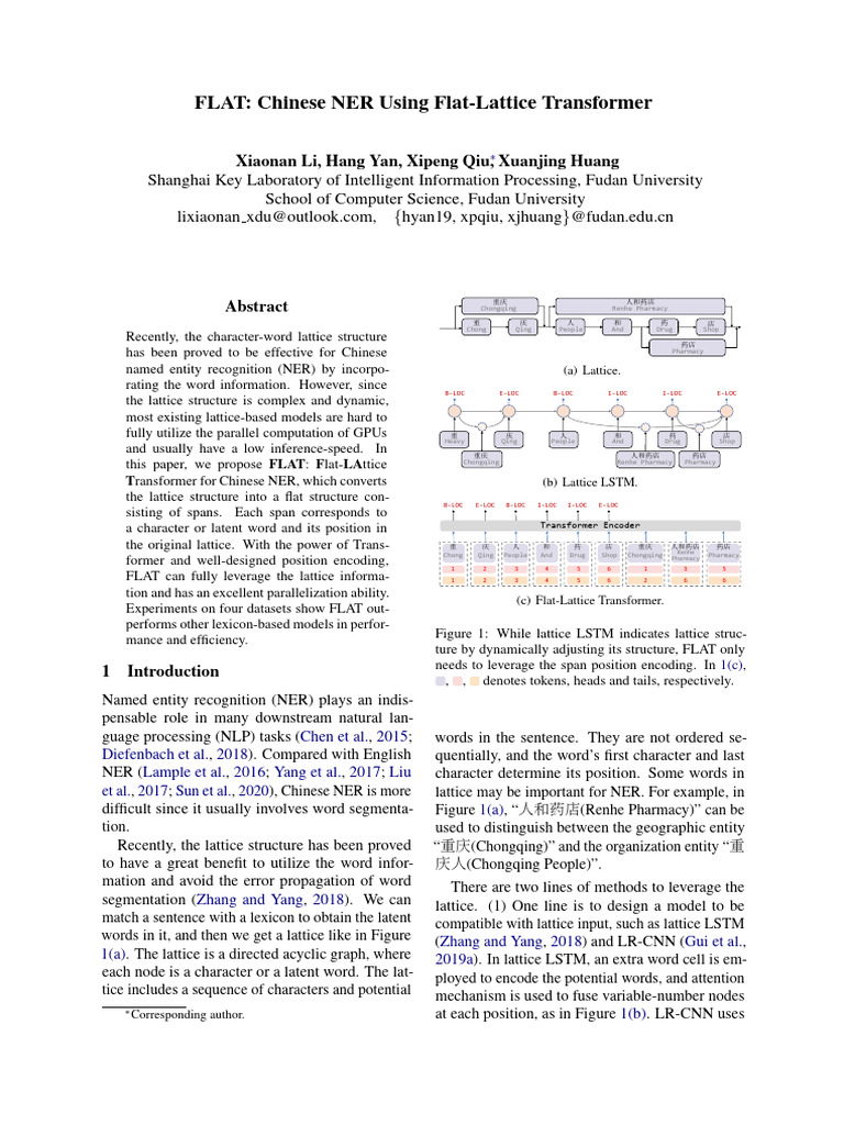 CNER-FLAT Chinese NER Using Flat-Lattice Transformer | PDF | Computational Neuroscience | Computing