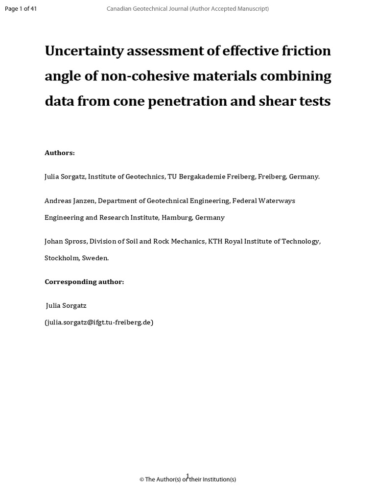 Uncertainty Assessment of Effective Friction | PDF | Regression Analysis | Errors And Residuals