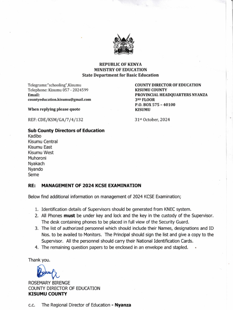 2024 KCSE Exam Management Guidelines | PDF