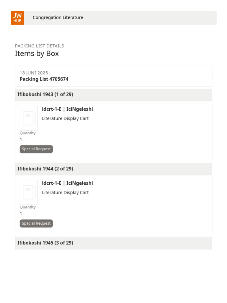 Shipment History - Congregation Literature - JW Hub | PDF | Languages ...