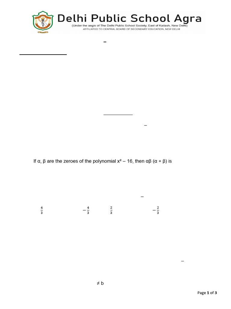WT1 X Mathematics 202526 Sample Paper | PDF | Equations | Numerical ...