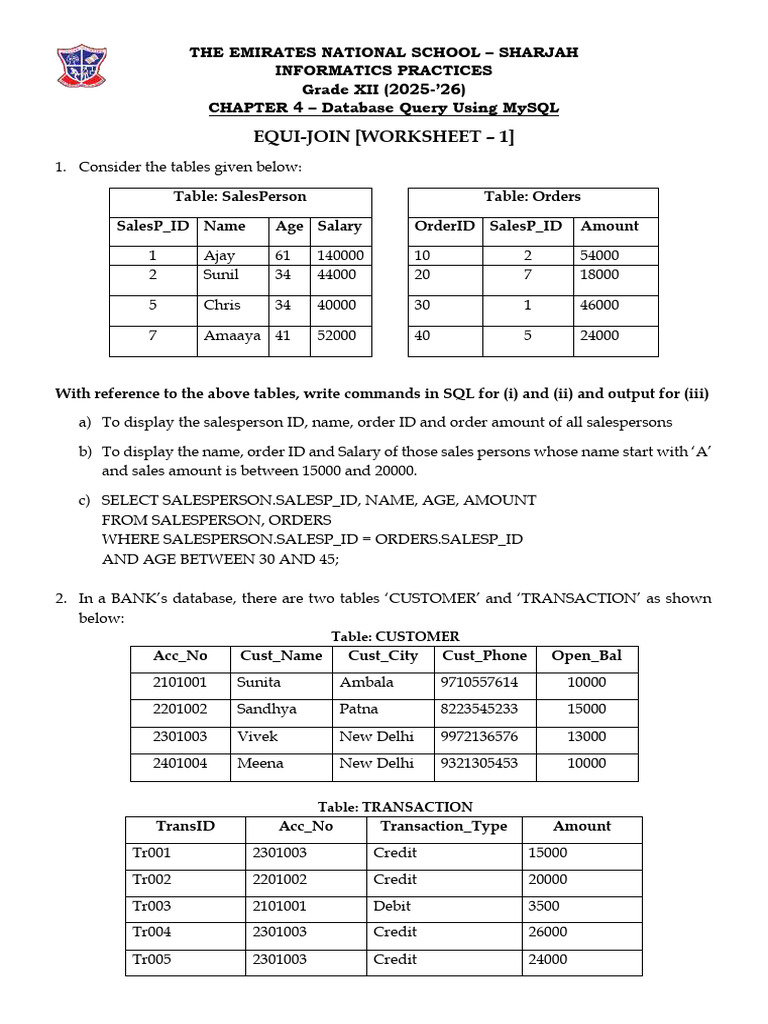 Chapter4 Worksheet Equi-Join 1 | PDF | Information Retrieval | Data Management Software