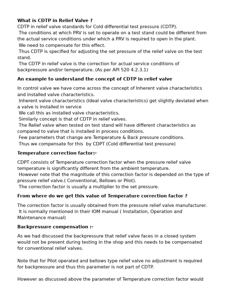 CDTP of PSVs | PDF | Valve | Pressure