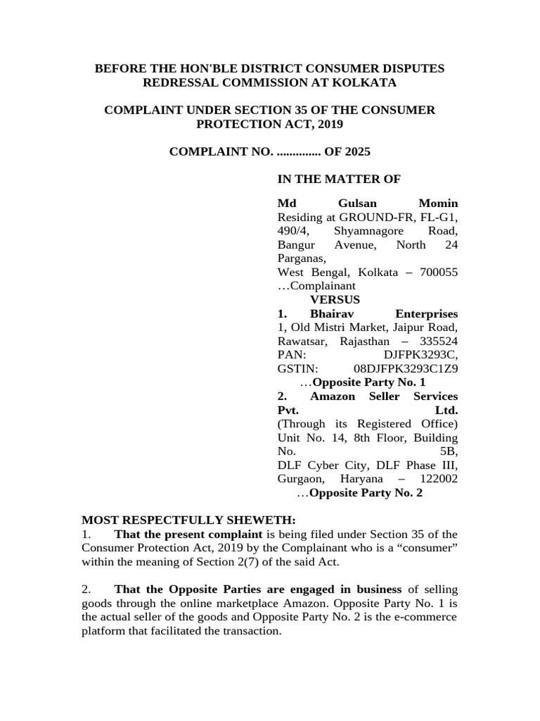 Bhairav Enterprises vs. Consumer Complaint | PDF | Affidavit