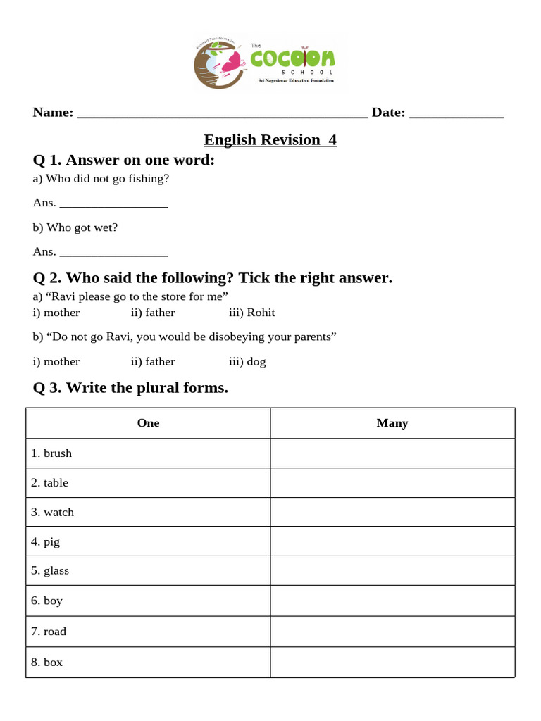 English Sheet 4 | PDF