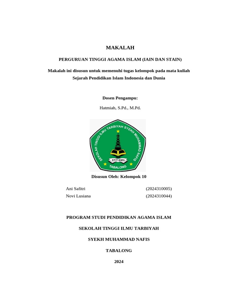 Sejarah IAIN dan STAIN di Indonesia | PDF