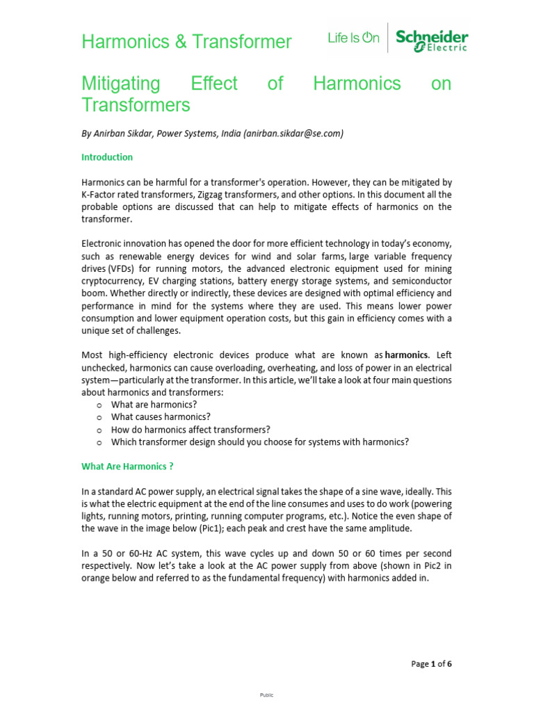 WP - Mitigating Harmonics Effect On Transformer | PDF | Transformer | Alternating Current