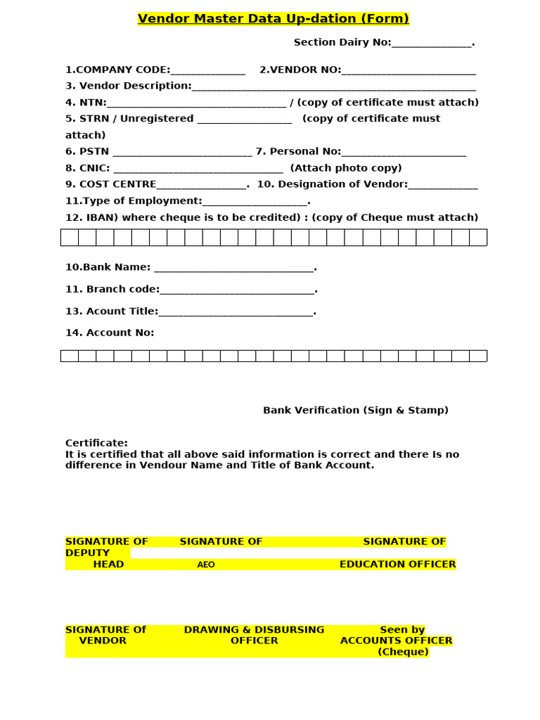 Vendor Form | PDF