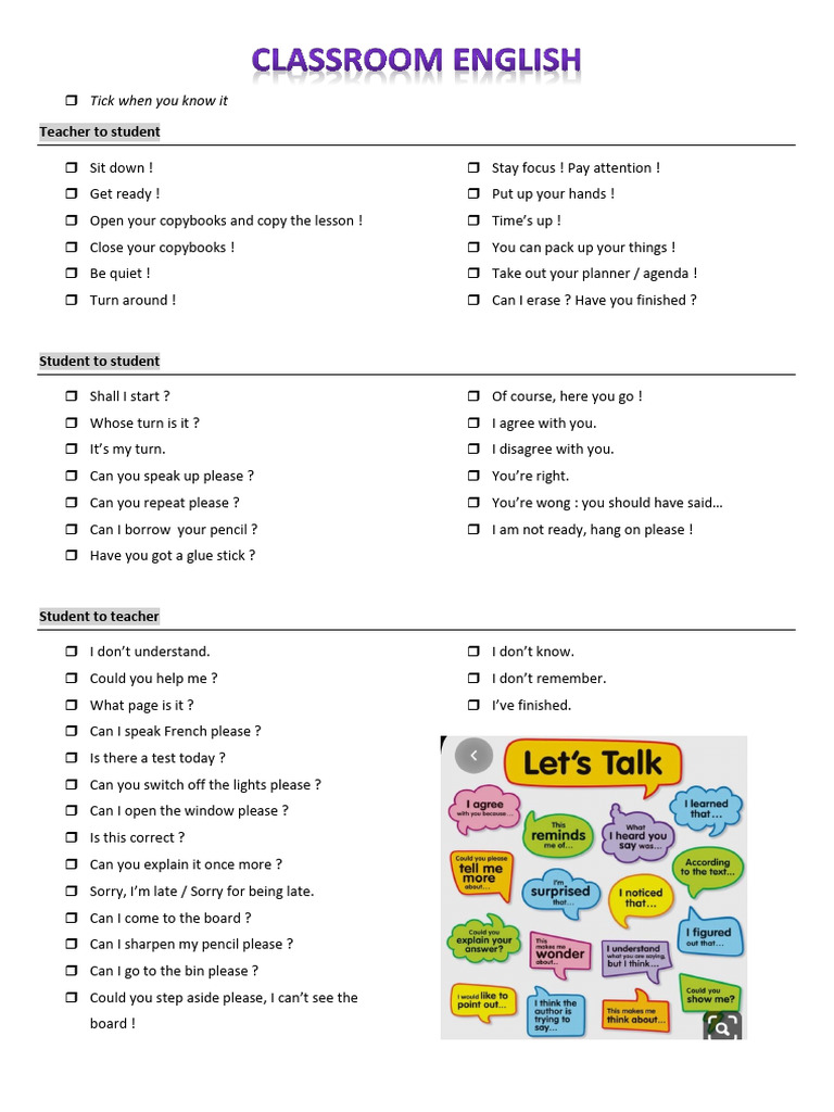 Classroom English For All | PDF