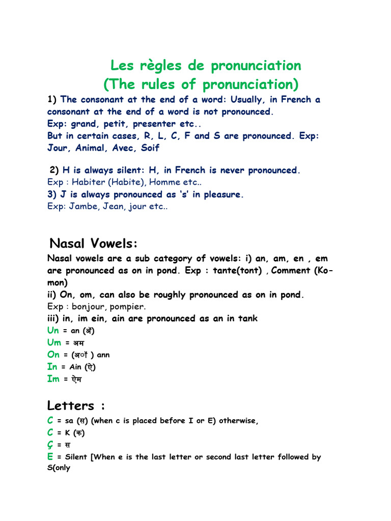 French Pronunciation Rules Explained | PDF
